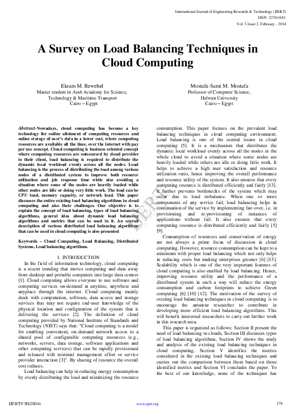 (PDF) A Survey on Load Balancing Techniques in Cloud Computing