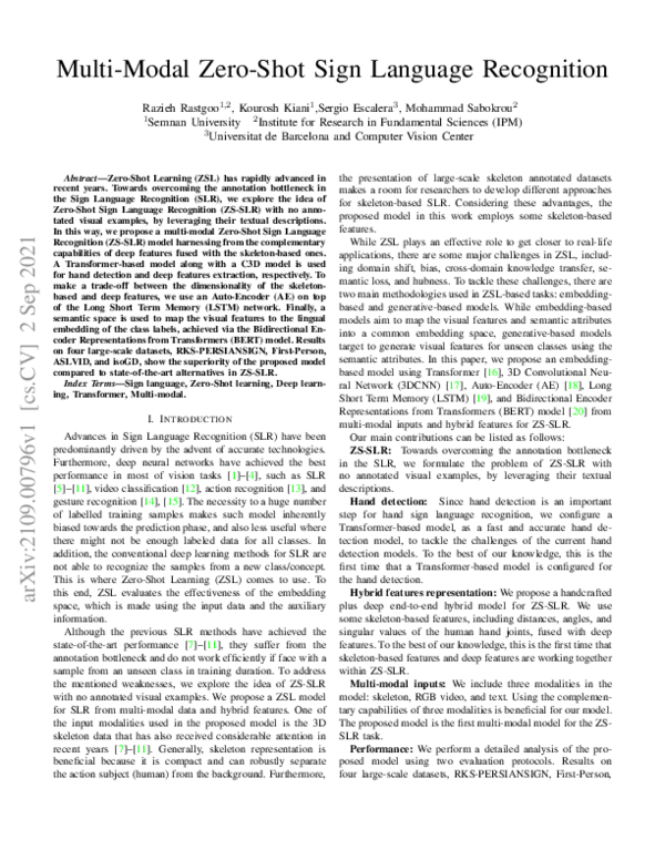 (PDF) Multi-Modal Zero-Shot Sign Language Recognition | Kourosh Kiani ...