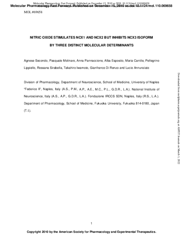 (PDF) Nitric Oxide Stimulates NCX1 and NCX2 but Inhibits NCX3 Isoform ...