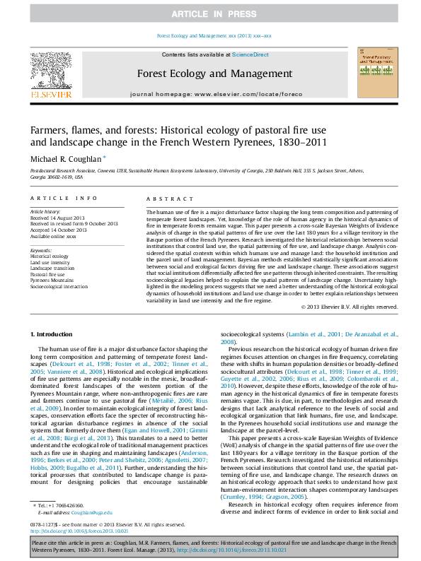 Farmers, flames, and forests: Historical ecology of pastoral fire use ...