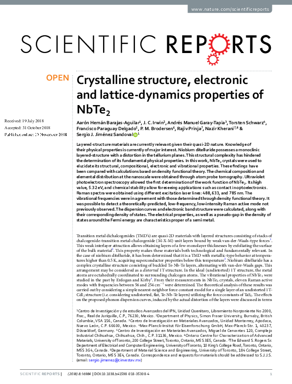 (PDF) Crystalline structure, electronic and lattice-dynamics properties ...