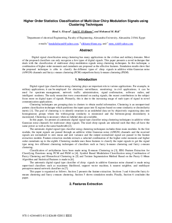 (PDF) Higher order statistics classification of multi-user chirp modulation signals using ...