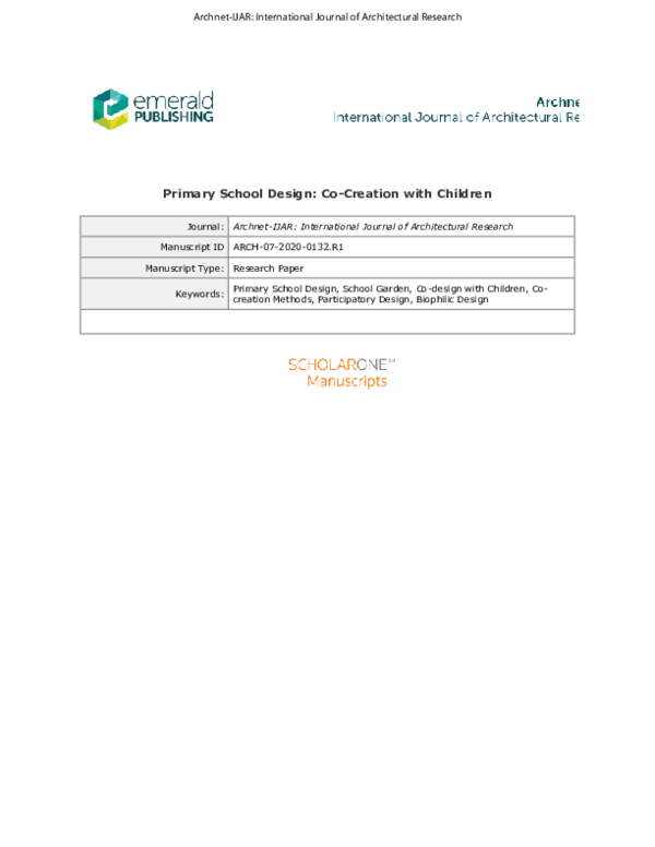 (PDF) Primary school design: co-creation with children
