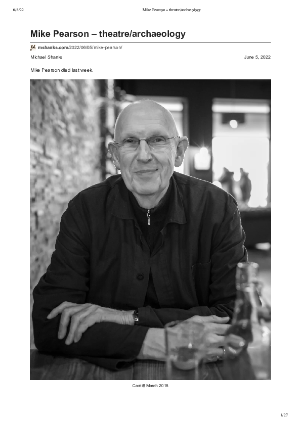 (PDF) Mike Pearson – theatre-archaeology