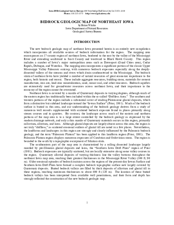 (PDF) Bedrock Geologic Map of Northeast Iowa | Brian Witzke - Academia.edu