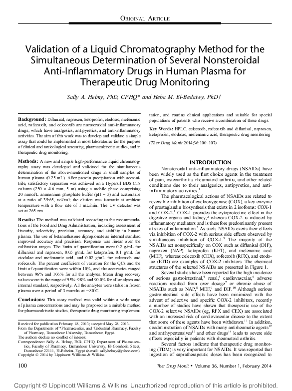 (PDF) Validation of a liquid chromatography method for the simultaneous determination of ...