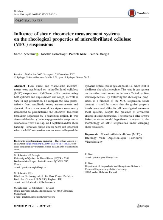 (PDF) Shear Geometry Effects on MFC Rheology