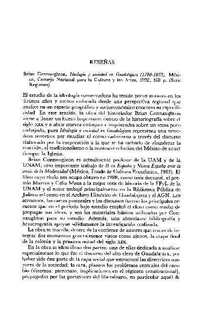 (PDF) Brian Connaughton, Ideología y sociedad en Guadalajara (1788-1853)