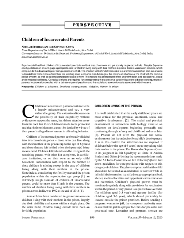 (PDF) Children of Incarcerated Parents