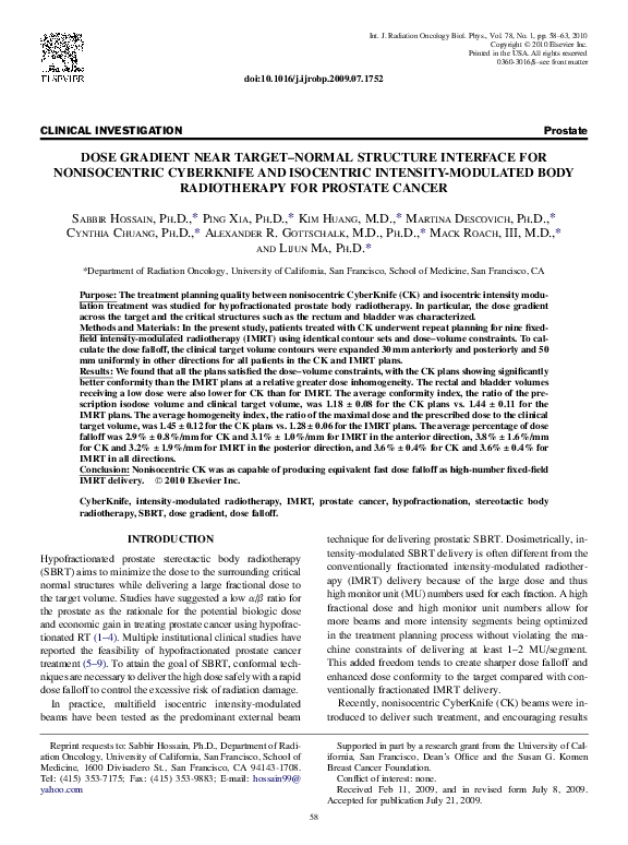 (PDF) Dose Gradient Near Target–Normal Structure Interface for ...
