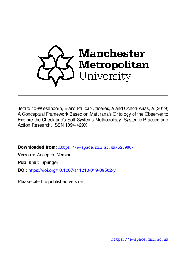 (PDF) A Conceptual Framework Based on Maturana’s Ontology of the ...