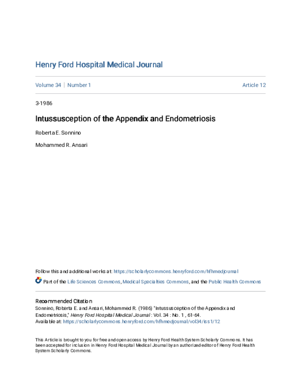 (PDF) Intussusception of the appendix and endometriosis