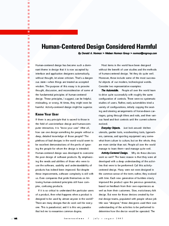 (PDF) Human-centered design considered harmful