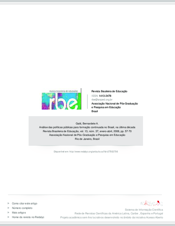 Pdf Análise Das Políticas Públicas Para Formação Continuada No Brasil