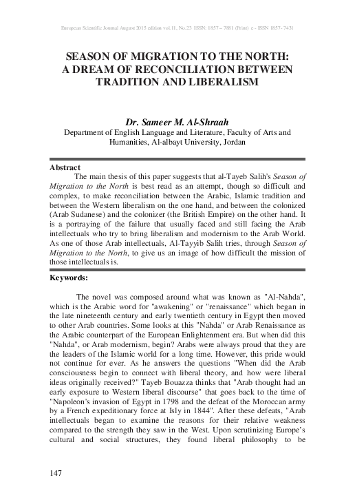 (PDF) Season of Migration to the North: A Dream of Reconciliation ...