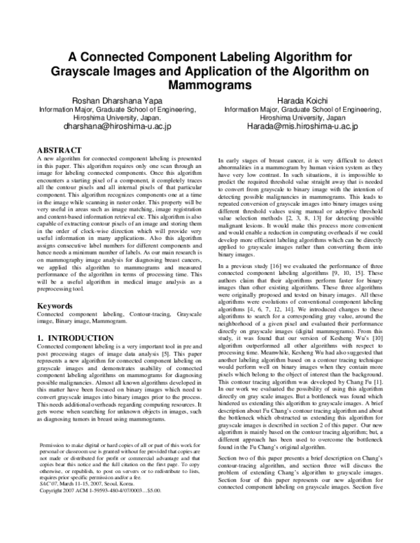 (PDF) A connected component labeling algorithm for grayscale images and application of the ...
