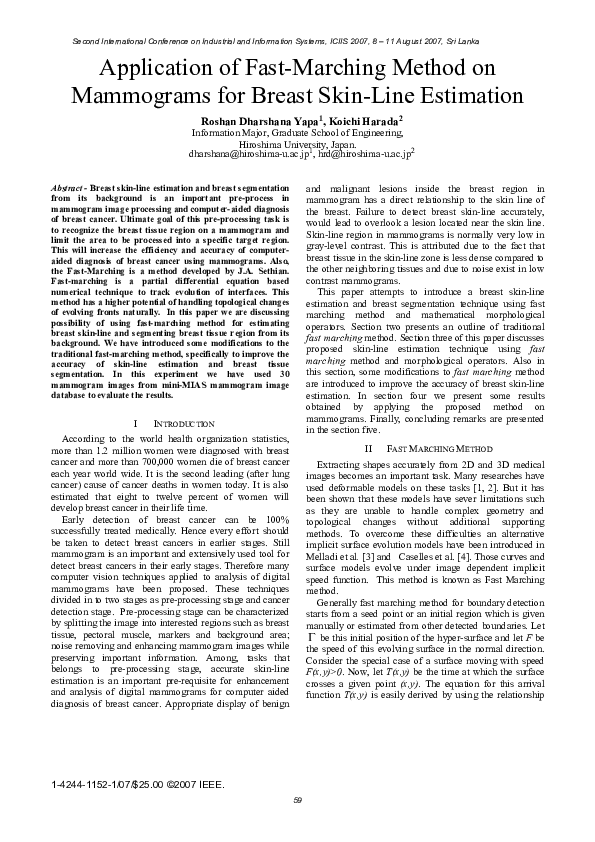(PDF) Application of Fast-Marching method on mammograms for breast skin ...