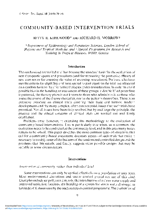 (PDF) Community-based intervention trials