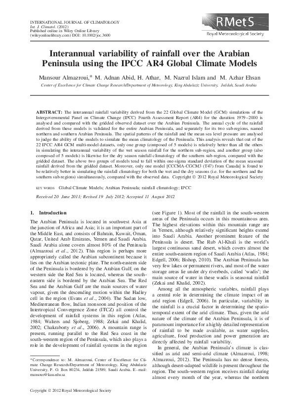 (PDF) Interannual variability of rainfall over the Arabian Peninsula ...