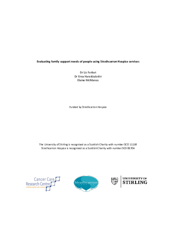 (PDF) Evaluating family support needs of people using Strathcarron ...