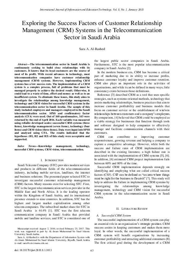 (PDF) Exploring the Success Factors of Customer Relationship Management ...