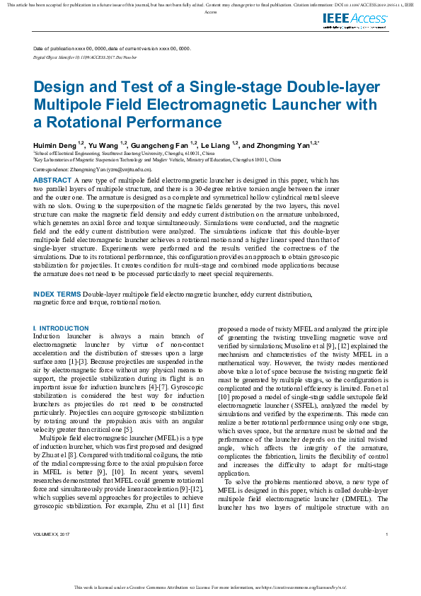 (PDF) Design and Test of a Single-stage Double-layer Multipole Field ...