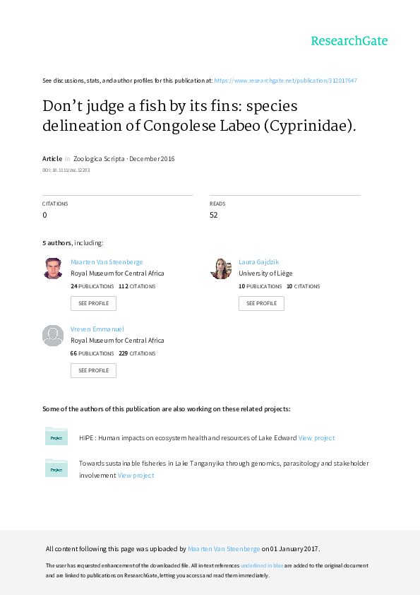 (PDF) Don't judge a fish by its fins: species delineation of ...