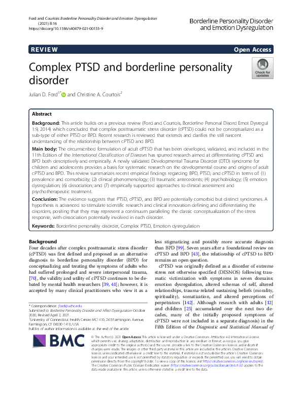 (PDF) Complex PTSD and borderline personality disorder