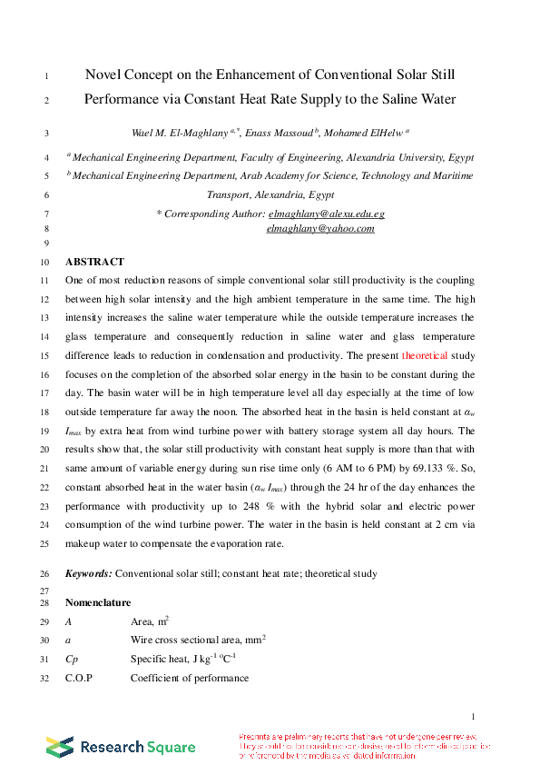 (PDF) Novel concept on the enhancement of conventional solar still ...