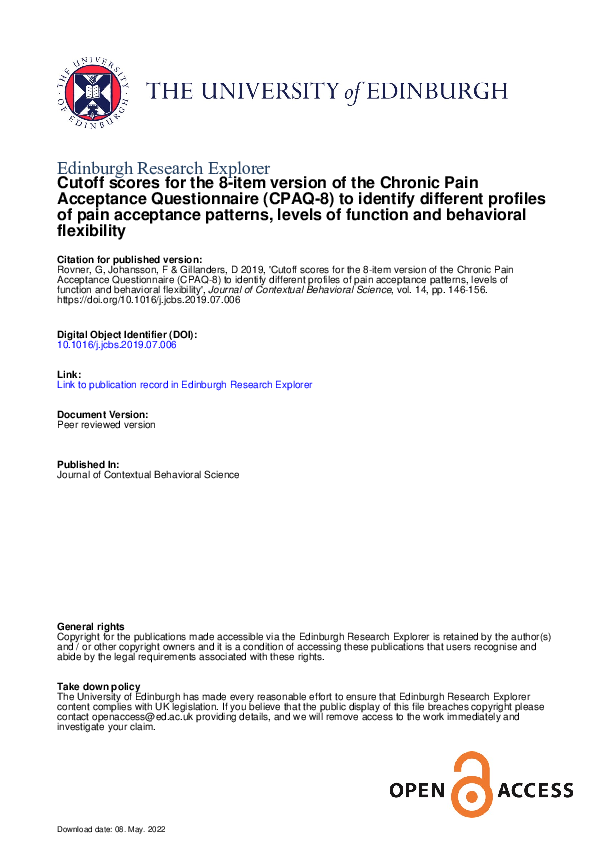 (PDF) Cutoff scores for the 8-item version of the Chronic Pain ...