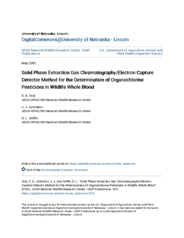 (PDF) Solid Phase Extraction Gas Chromatography/Electron Capture Detector Method for the ...