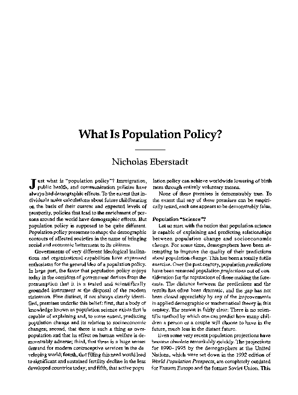 (PDF) What is population policy?