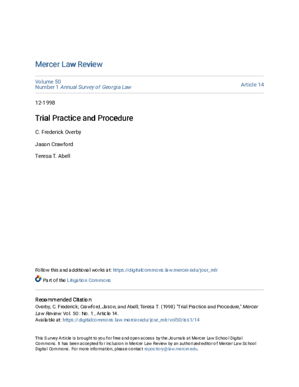 (PDF) Trial Practice and Procedure