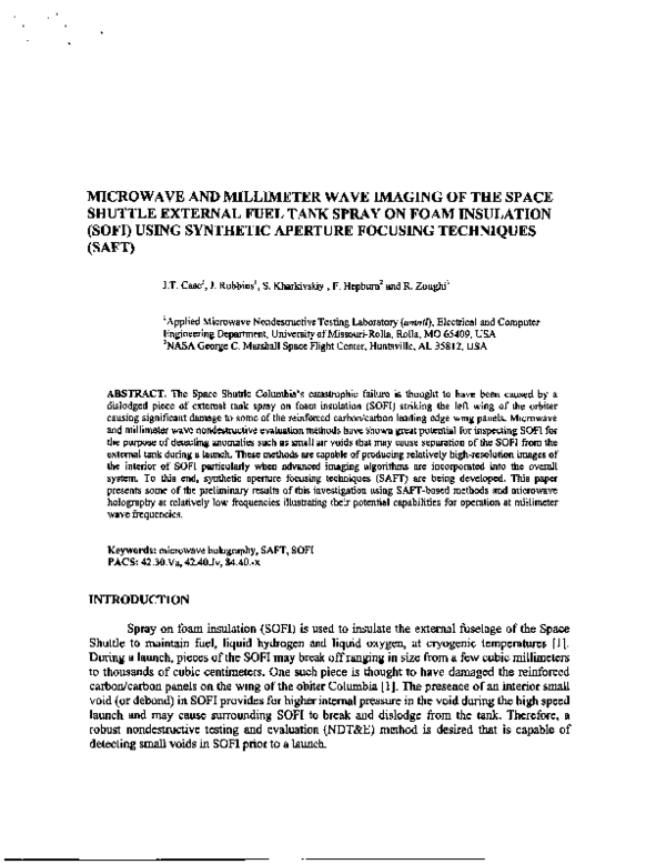 (PDF) Microwave and Millimeter Wave Imaging of the Space Shuttle ...