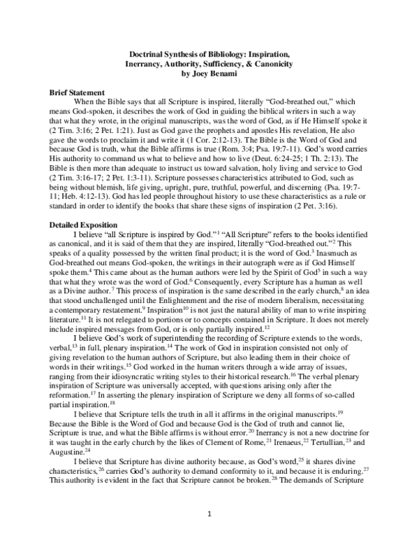 (PDF) Doctrinal Synthesis of Bibliology