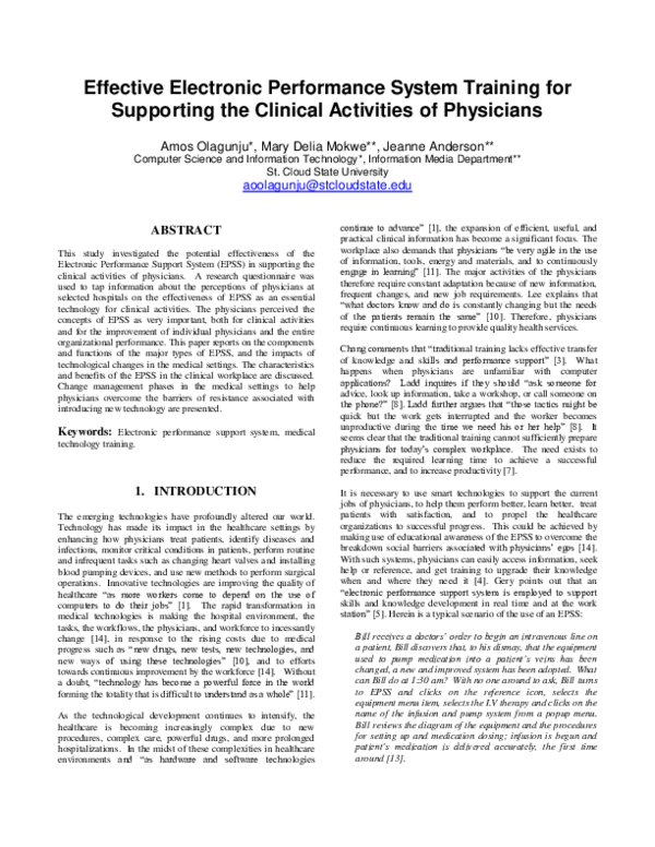 (PDF) Effective Electronic Performance System Training for Supporting ...