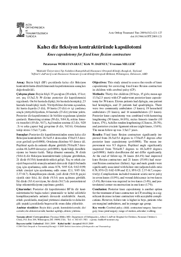 (PDF) Knee capsulotomy for fixed knee flexion contracture