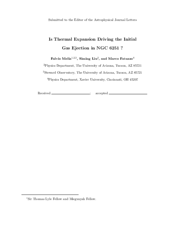 (PDF) Is Thermal Expansion Driving the Initial Gas Ejection in NGC 6251?
