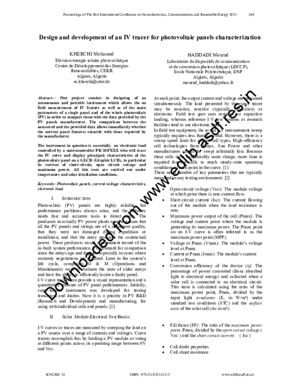 (PDF) Design and development of an IV tracer for photovoltaic panels ...