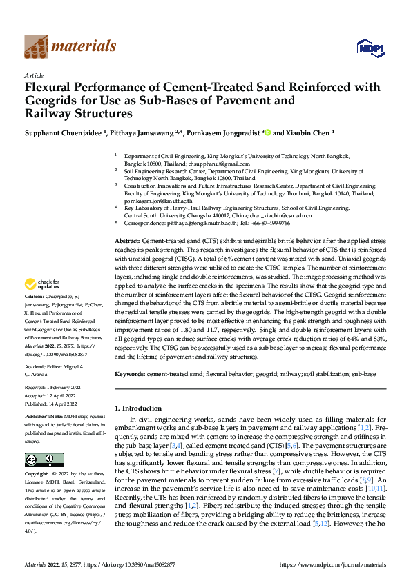 (PDF) Flexural Performance of Cement-Treated Sand Reinforced with ...