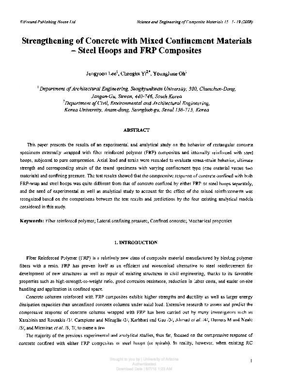(PDF) Strengthening of Concrete with Mixed Confinement Materials ...