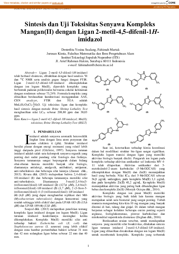 (PDF) Sintesis Dan Karakterisasi Senyawa Kompleks Besi (II) Dengan ...
