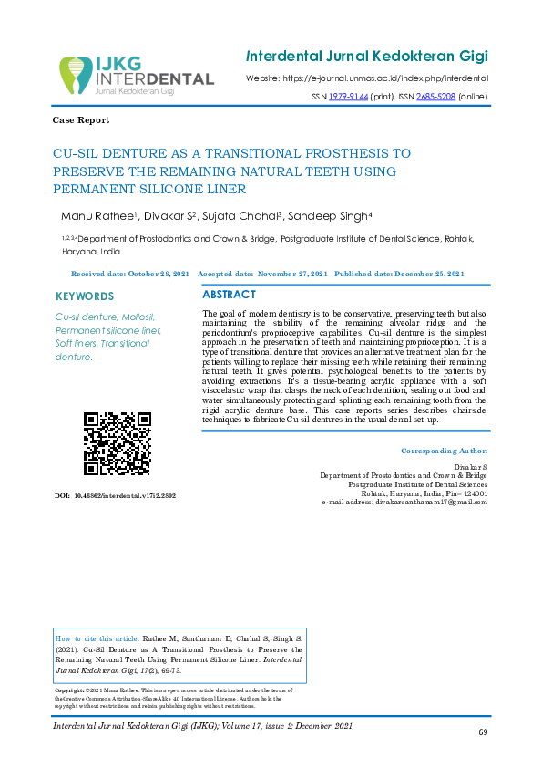 (PDF) Cu-Sil Denture as a Transitional Prosthesis to Preserve the ...