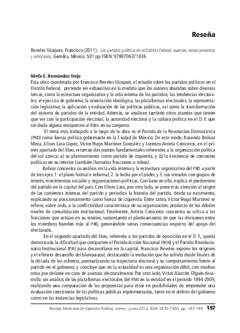 (PDF) Los partidos políticos en el Distrito Federal: avances ...