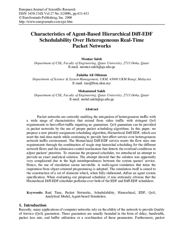 (PDF) Characteristics of agent-based hierarchical diff-EDF ...