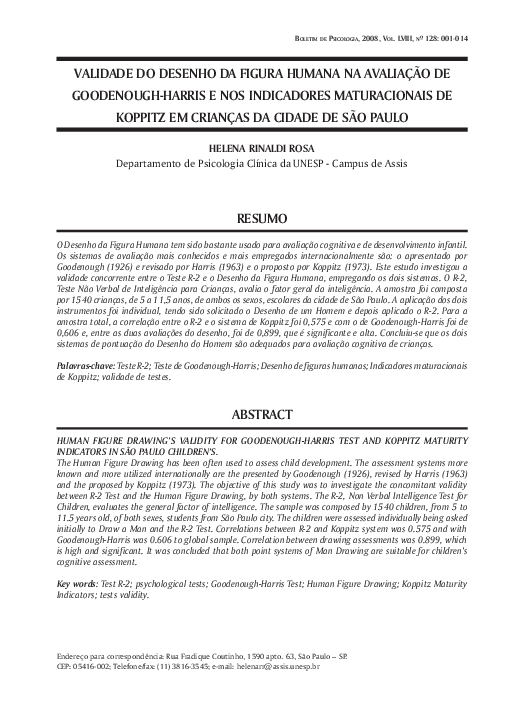 (PDF) Human Figure Drawing's validity for Goodenough-Harris Test and ...