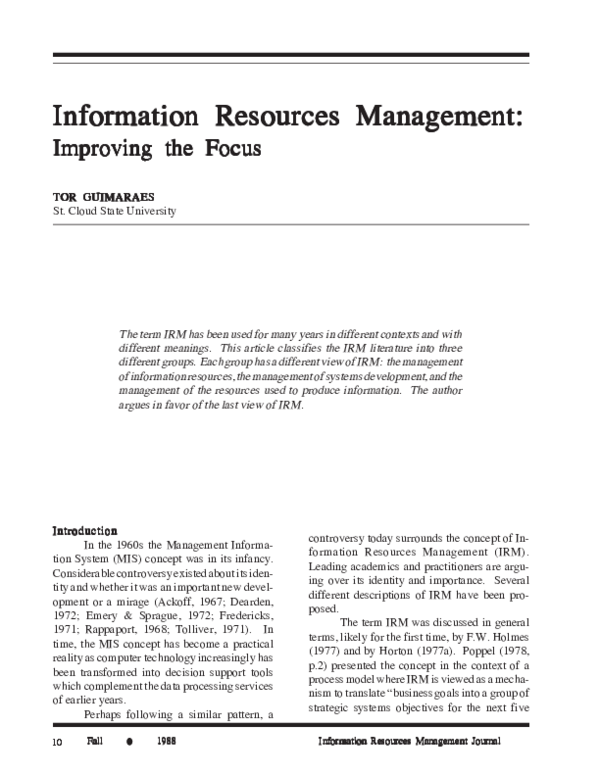(PDF) Information Resources Management