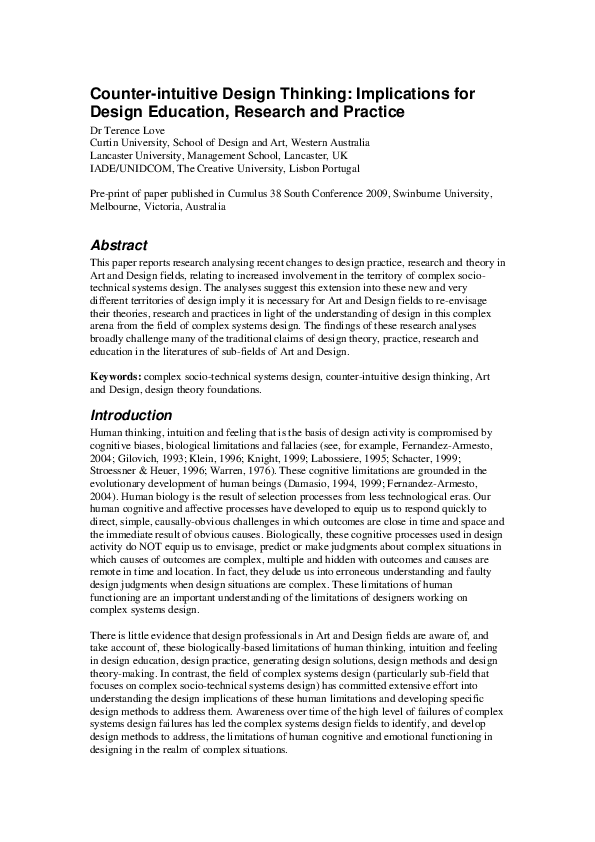 (PDF) Counter-intuitive Design Thinking: Implications for Design ...