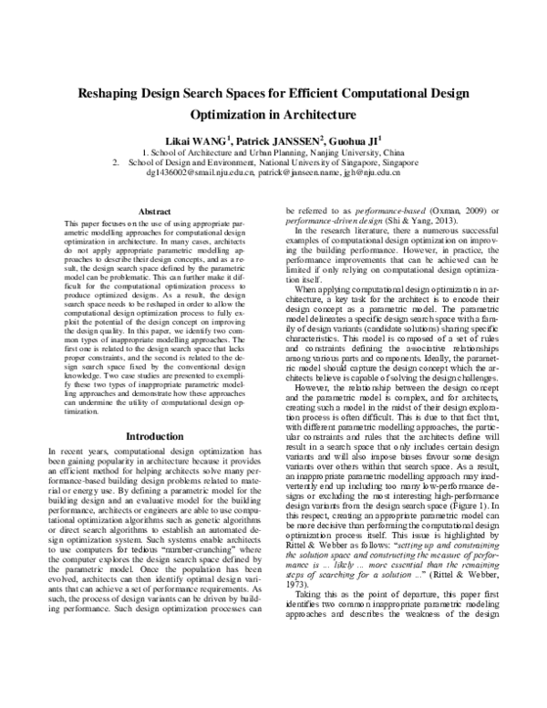 Pdf Reshaping Design Search Spaces For Efficient Computational Design Optimization In