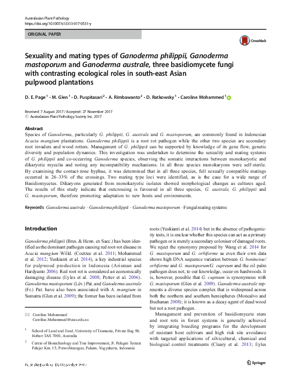 (PDF) Sexuality and mating types of Ganoderma philippii, Ganoderma ...